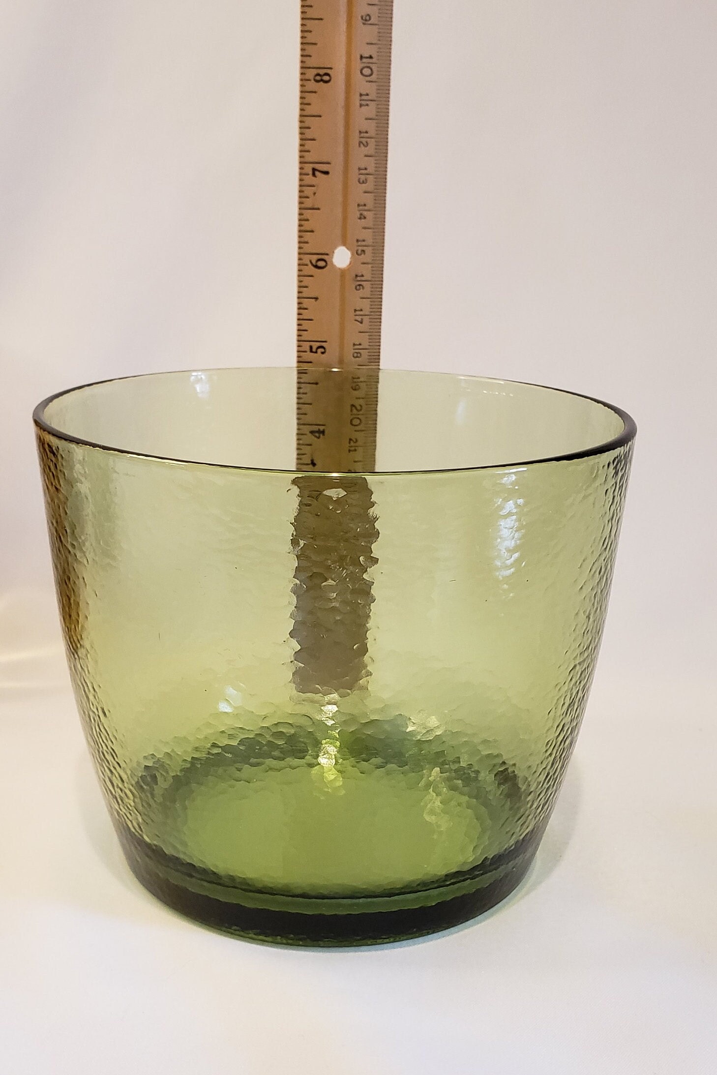 Avocado Green Glass Ice Cube Bowl, Serving Bowl, Serving Bowl, Candle ...