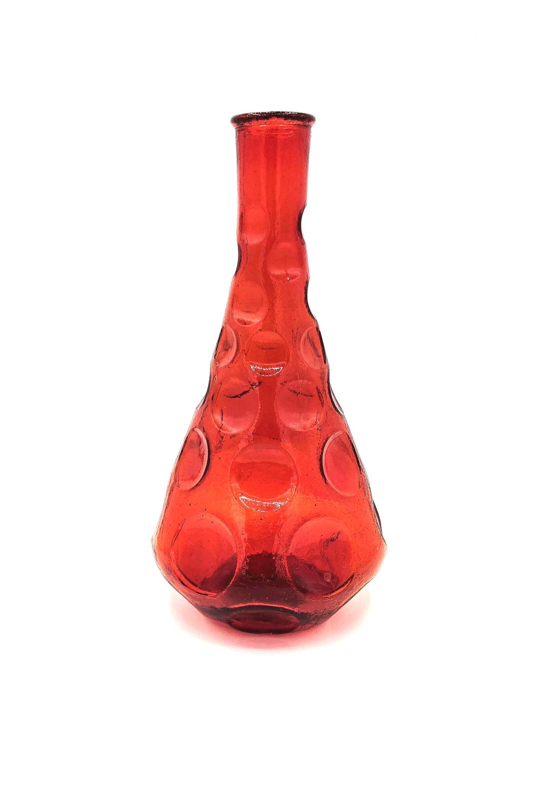 Italian Red UV Reactive / Uranium Glass Textured Art Glass Decanter ...