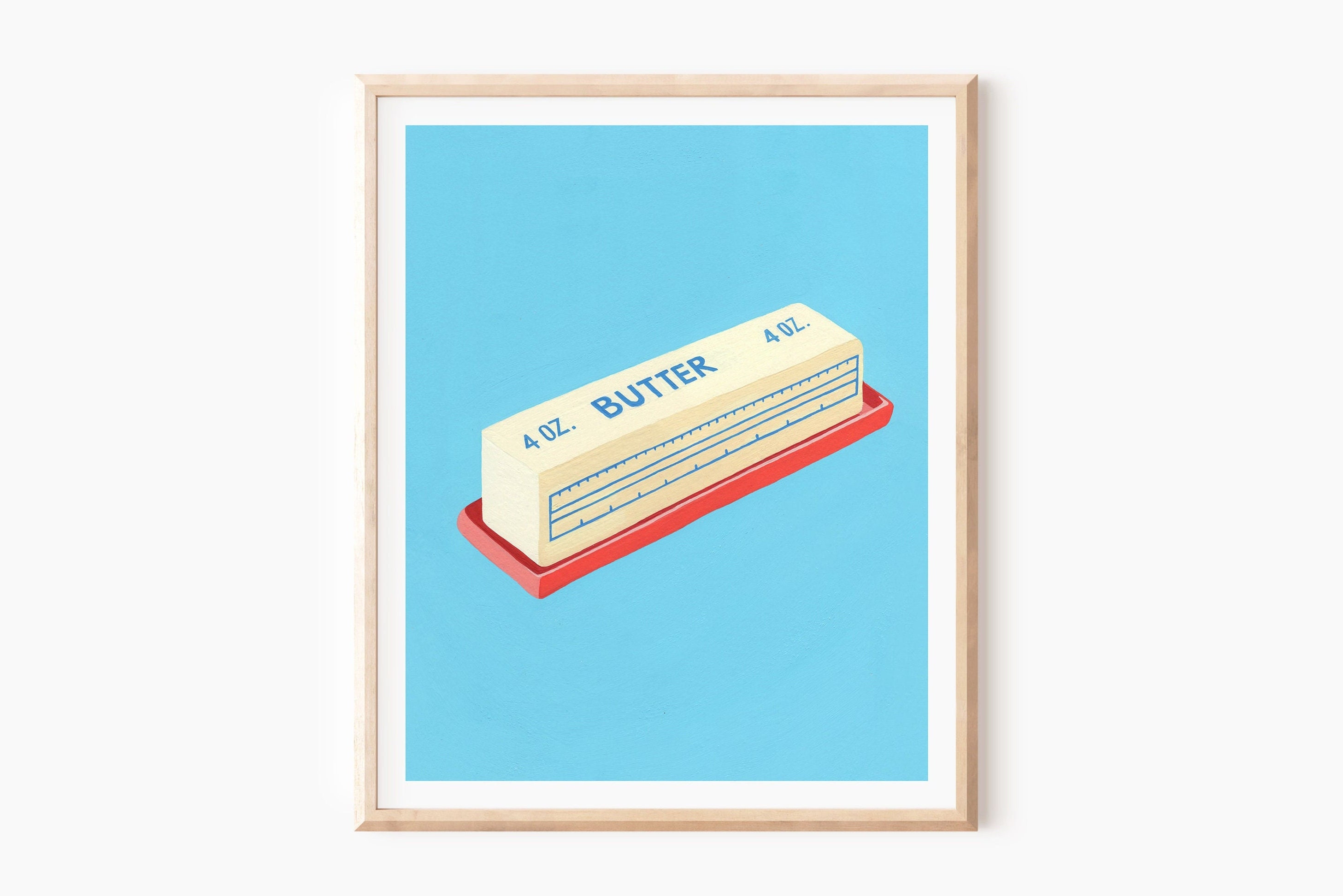 Butter Art Print Cute Food Illustration Funny Food Print - Etsy