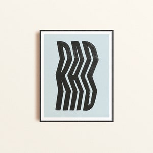 Wavy Word Art Print, Light Blue Rad Print, Bold Wall Art, Unframed ...