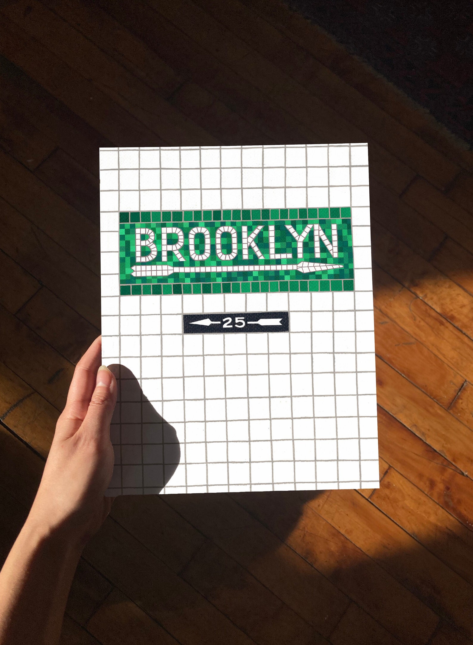 Brooklyn Subway Tile Art Print: New York Illustration - Etsy