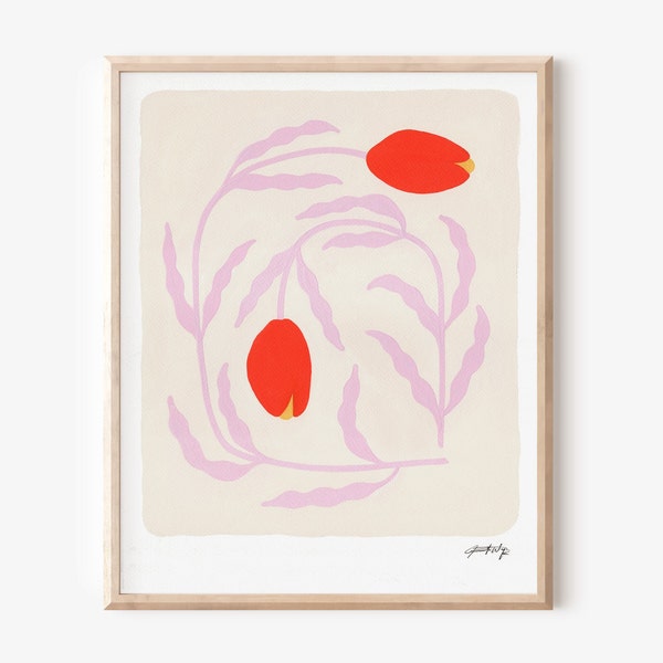 Pink and Red Print - Etsy