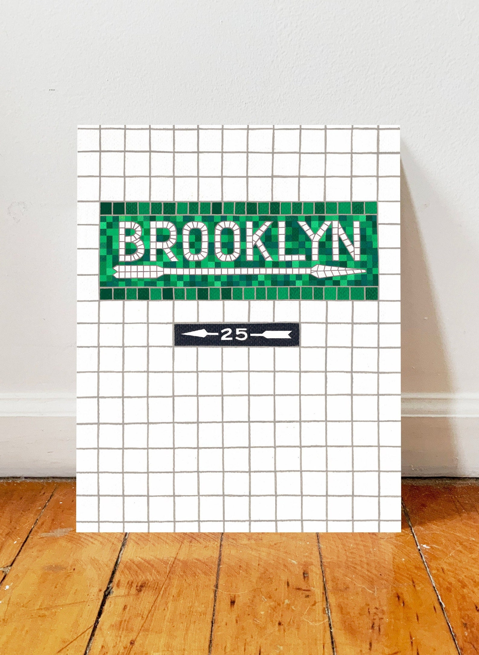 Brooklyn Subway Tile Art Print: New York Illustration - Etsy