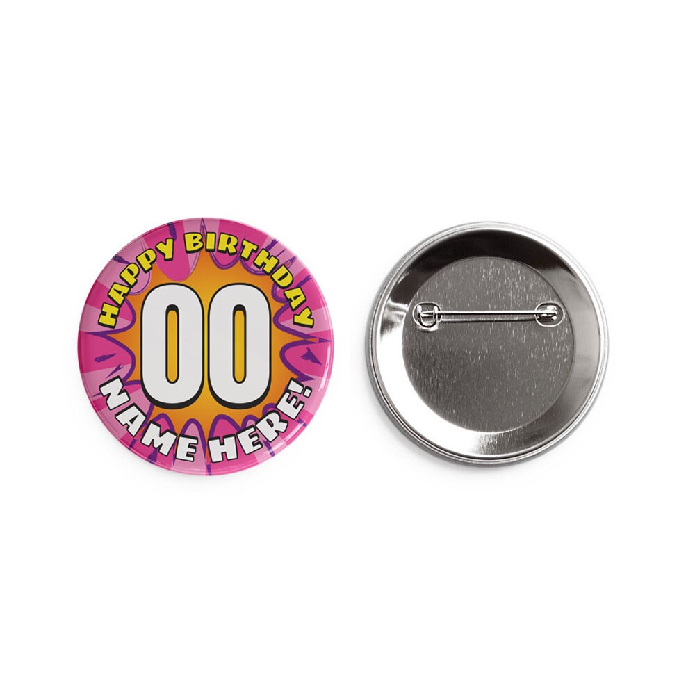 Personalised Happy Birthday Age Badge Pink - Etsy