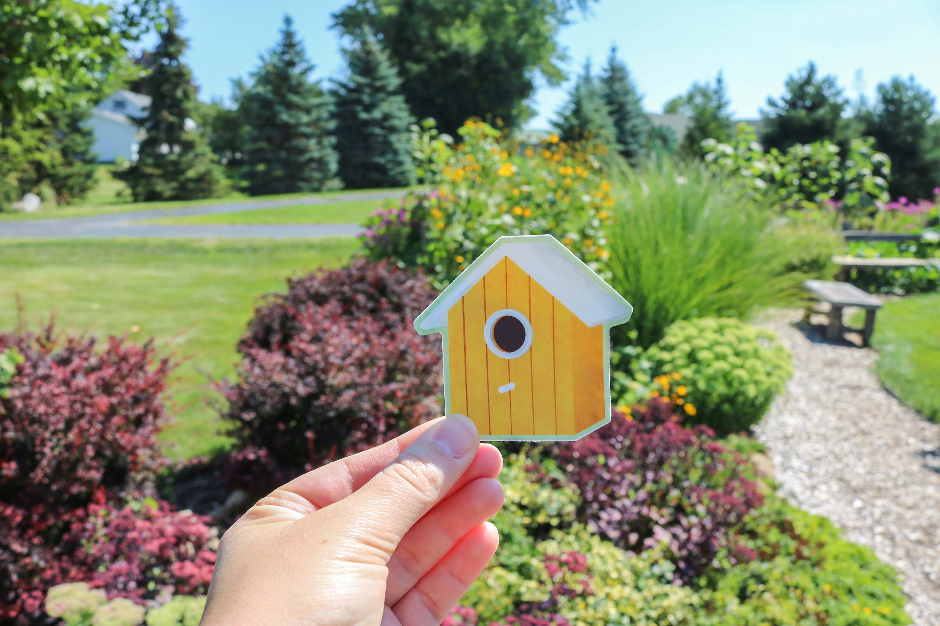 Birdhouse Sticker | Yellow Birdhouse | Bird Sticker | Birdhouse Gift ...