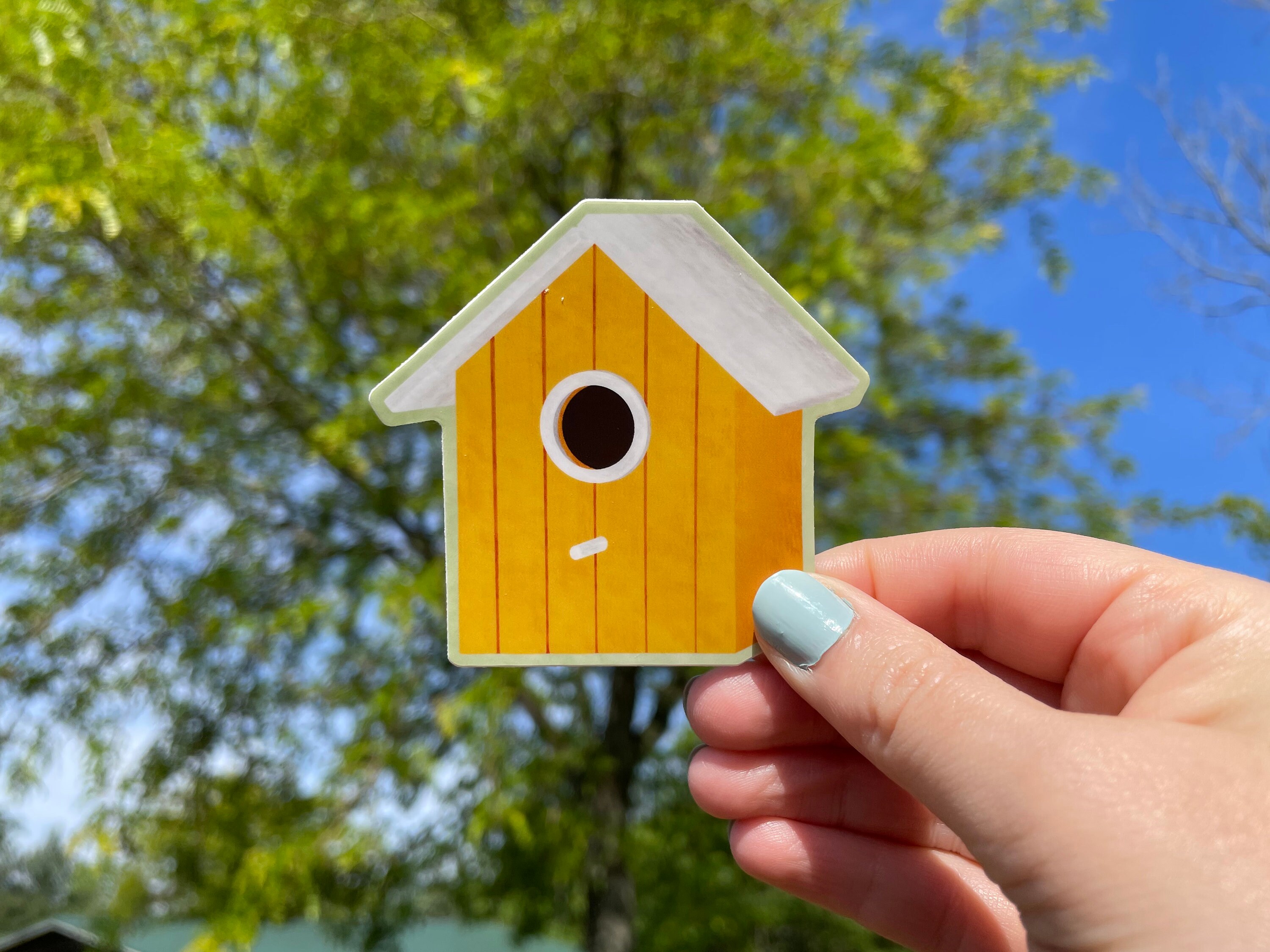 Birdhouse Sticker | Yellow Birdhouse | Bird Sticker | Birdhouse Gift ...