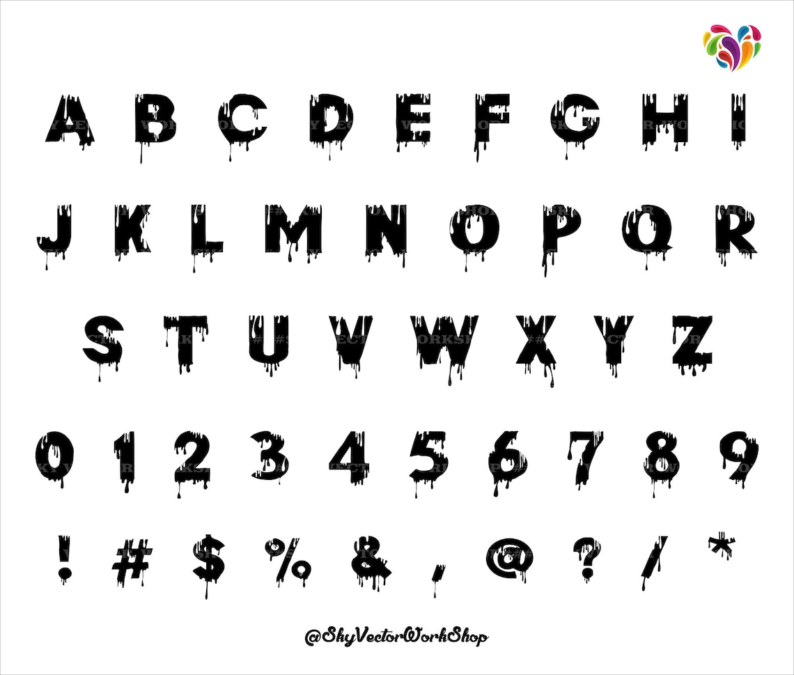 Tropfende Schrift SVG Tropfendes Alphabet Cut Files Svg | Etsy