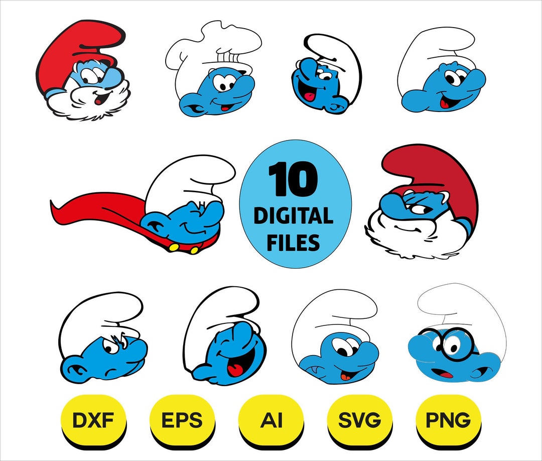 Smurfs Head Svg, Smurfs Cricut, Smurfs Clipart, Smurf Head Cut File ...