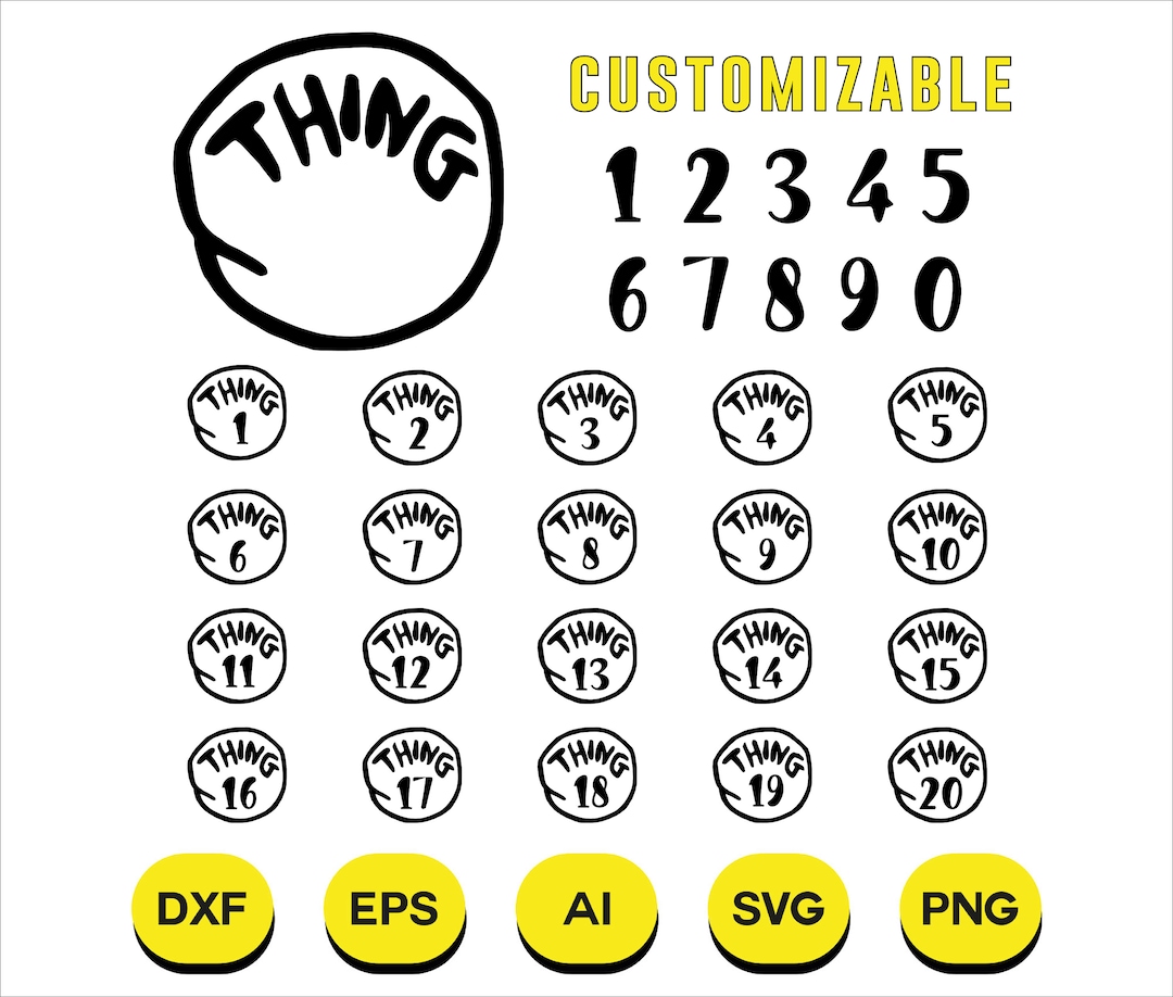 Thing 1 Thing 2 Svg Cut File, Png File, Thing Svg File for Cricut and ...