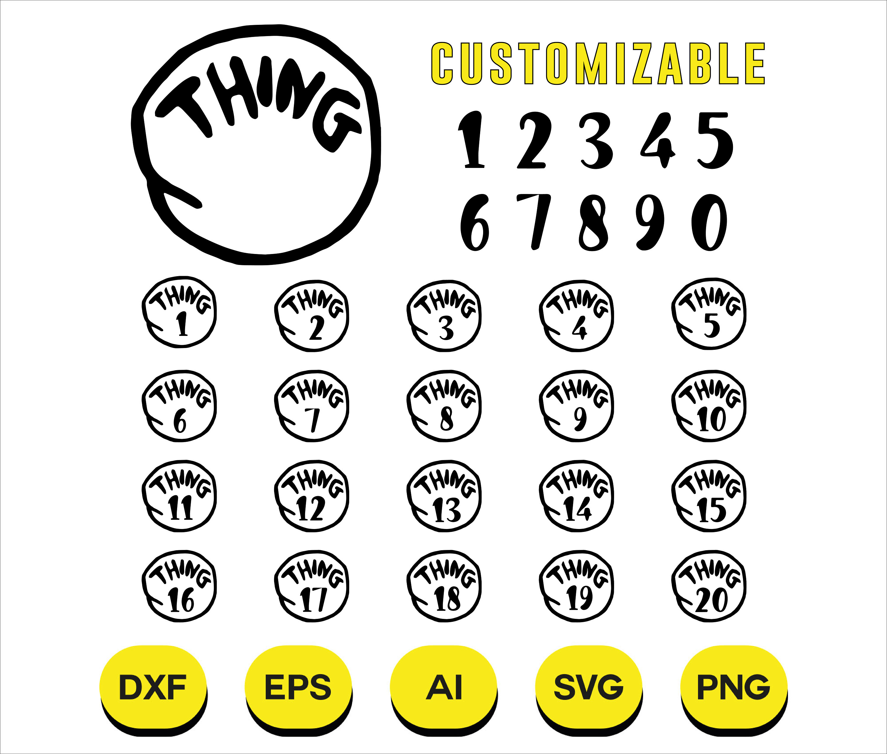 Thing 1 Thing 2 Svg Cut File, Png File, Thing Svg File for Cricut and ...