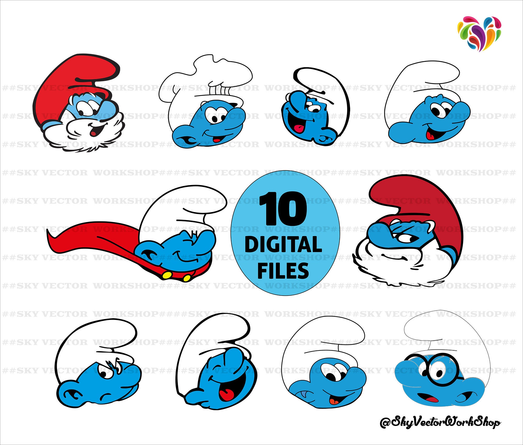Smurfs Head Svg Smurfs Cricut Smurfs Clipart Smurf Head Cut | Etsy UK