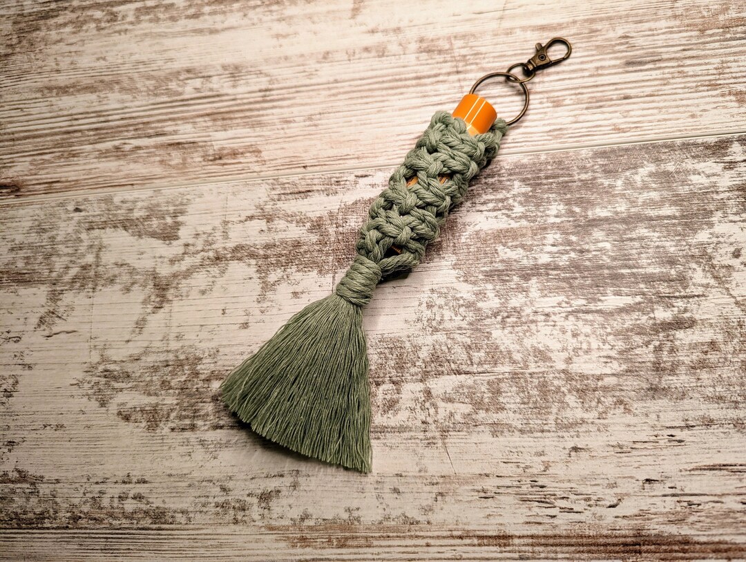 Boho Macrame Sage Green Chapstick Holder Reiki Charged Portable Keychain Accessory - Etsy