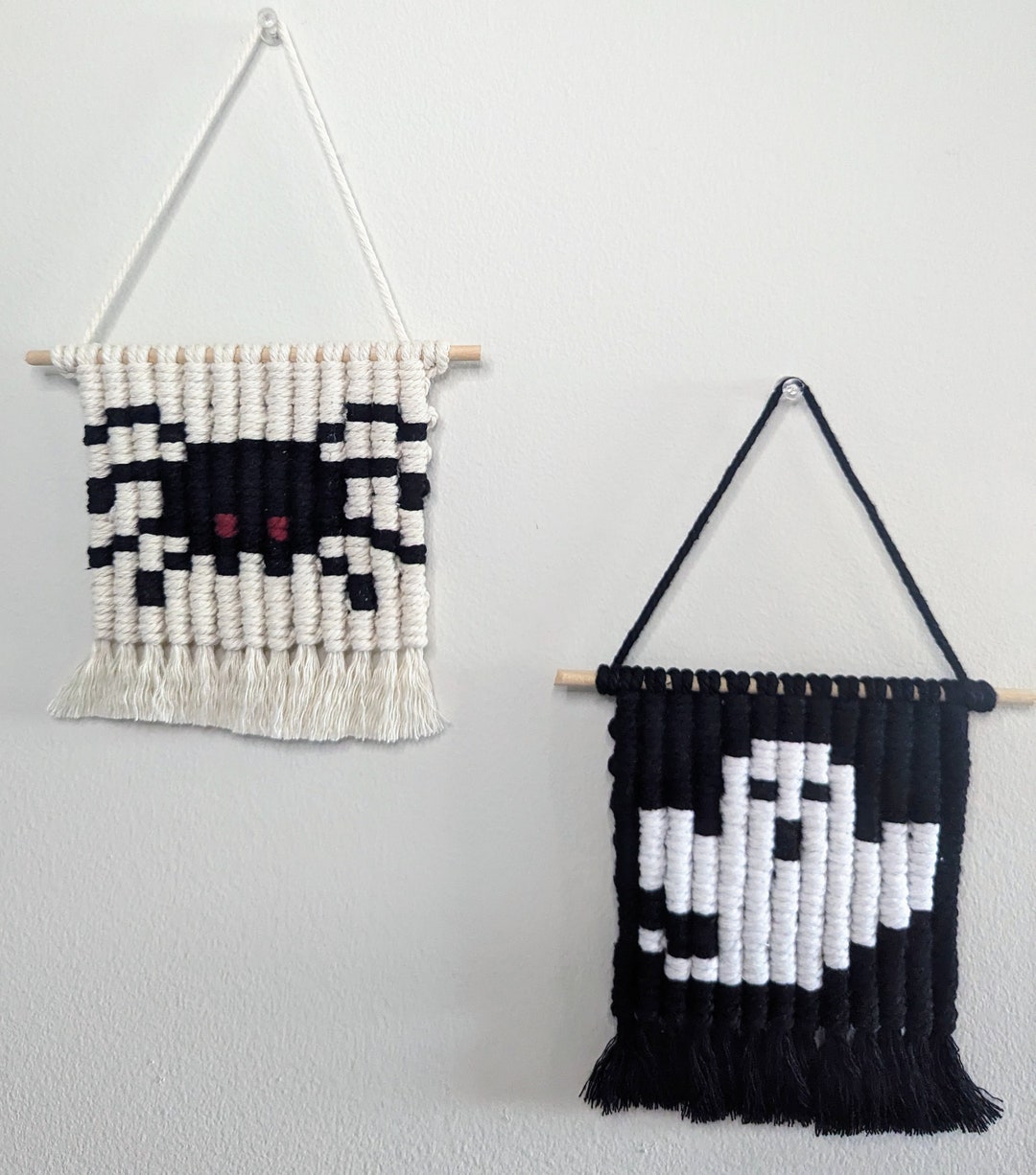 Mini Halloween Macrame Wall Art Ghost & Spider Set - Etsy