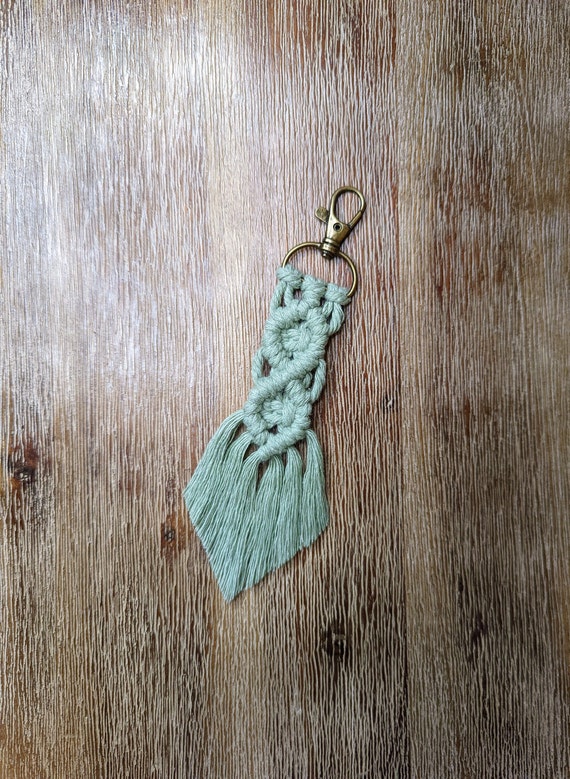 Sage Green Infinity Macrame Keychain Reiki Charged - Etsy