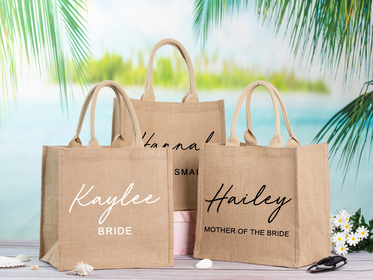 Burlap Tote Bags Personalized Jute Bagscustom Bachelorette Etsy