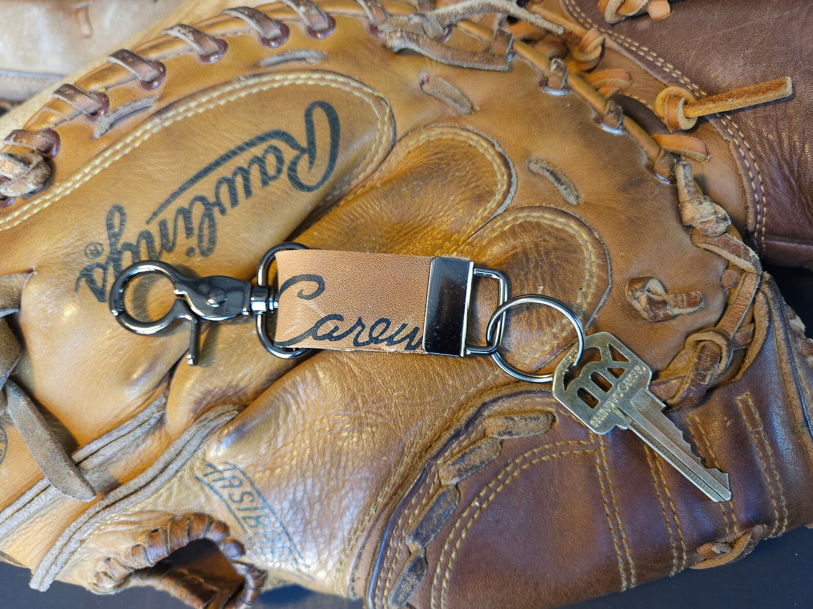 Baseball Mitt Leather Lanyard Keychain - Etsy