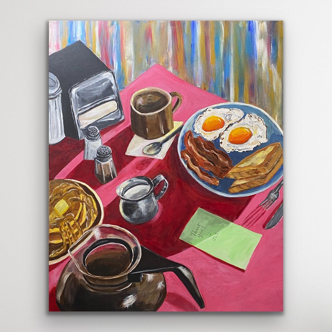 Painting Diner Food, Breakfast, Hand Painted Acrylic on Stretched ...
