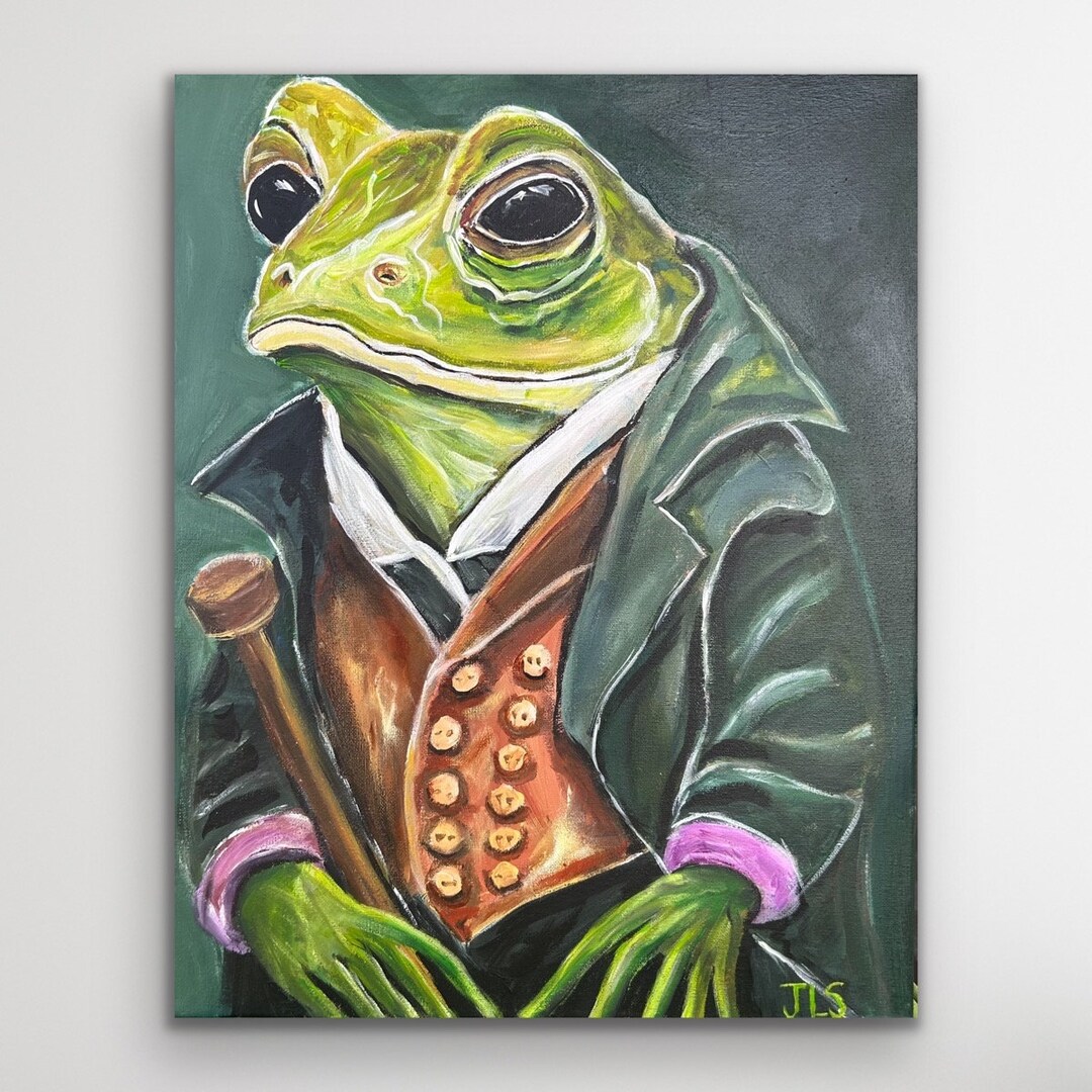 Frog Painting, Hand Painted Acrylic on Stretched Canvas, 16 X 20 Signed ...