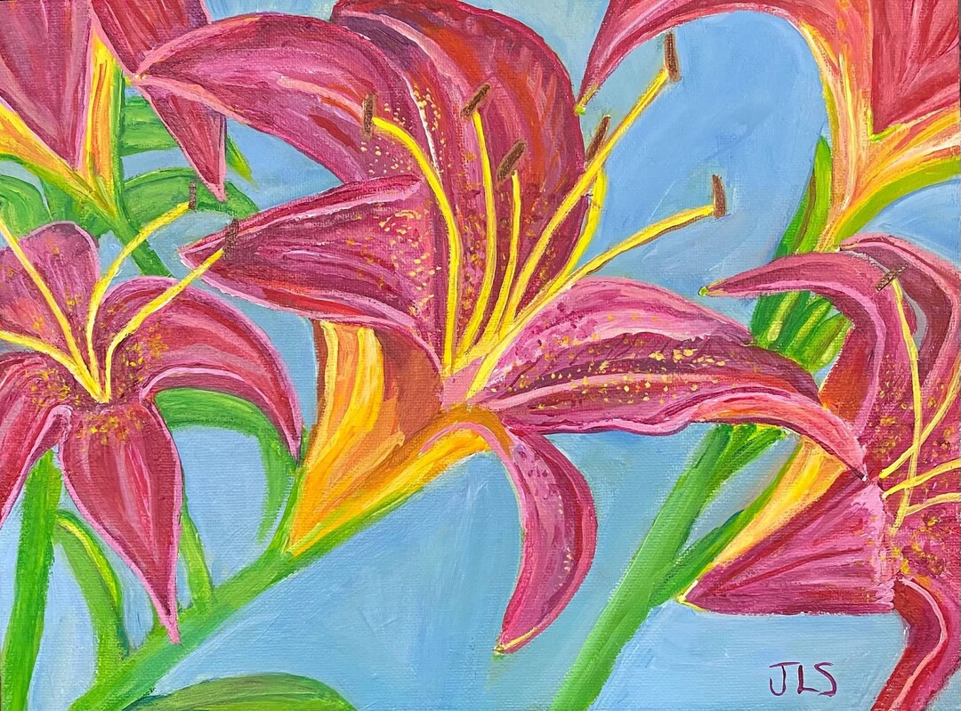 Lilies Flower Painting 9 X 12 Hand Painted. Signed Original - Etsy