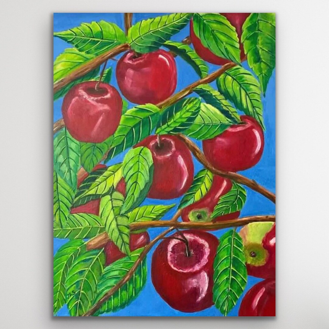 Painting, Apple Tree, Hand Painted 18 X 24 Acrylic on Canvas, Original ...