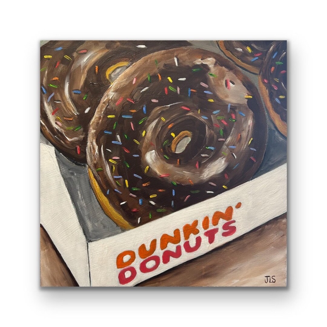 Dunkin Donuts Painting 20 X 20 Hand Painted Acrylic on Stretched Canvas ...