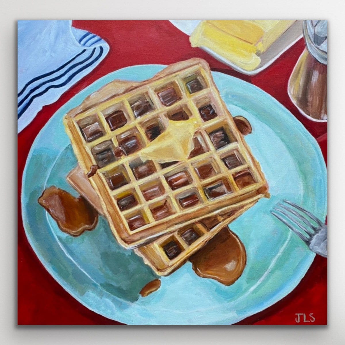 Painting 24 X 24 Waffles, Hand Painted Acrylic on Stretched Canvas ...