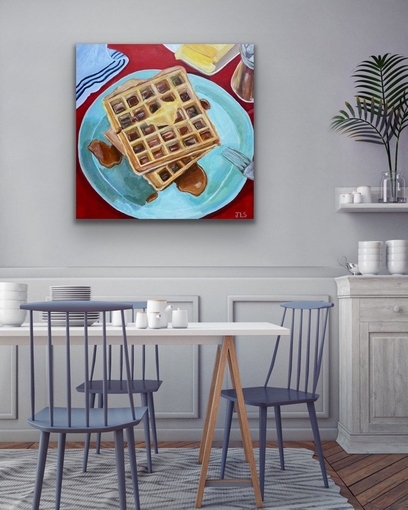 Painting 24 X 24 Waffles, Hand Painted Acrylic on Stretched Canvas ...