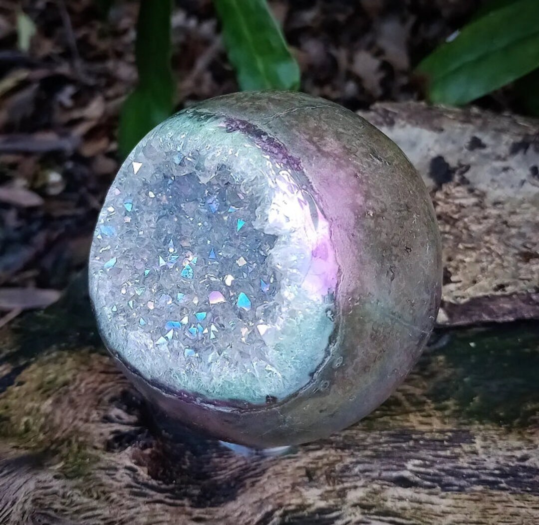 Rainbow Aura Crystal Sphere - Etsy