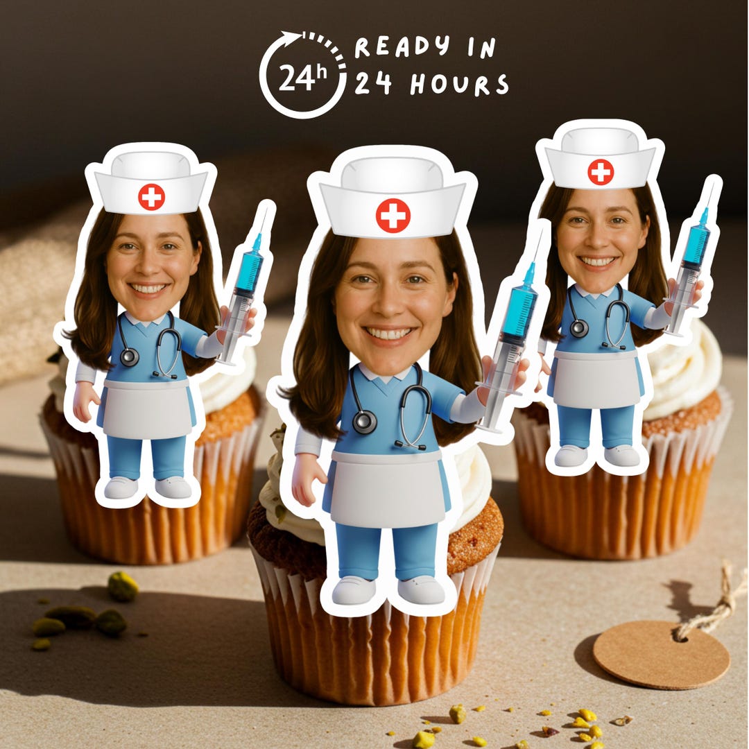 Custom Face Nurse Cupcake Toppers: Personalized Healthcare Hero ...
