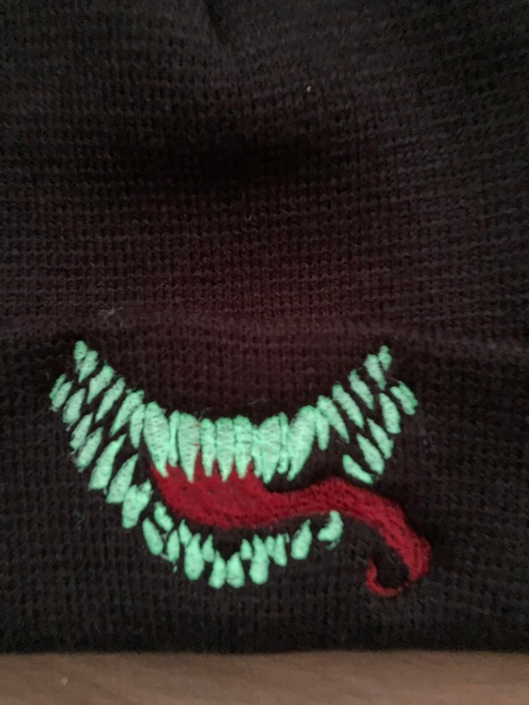 Venom Beanie, Marvel Hats, Glow in the Dark Beanie, Embroidered Cuff ...