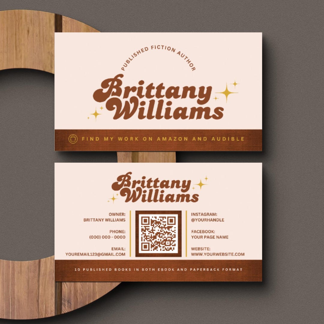 Canva Author Business Card Template | Book, Books, QR Code, Retro ...