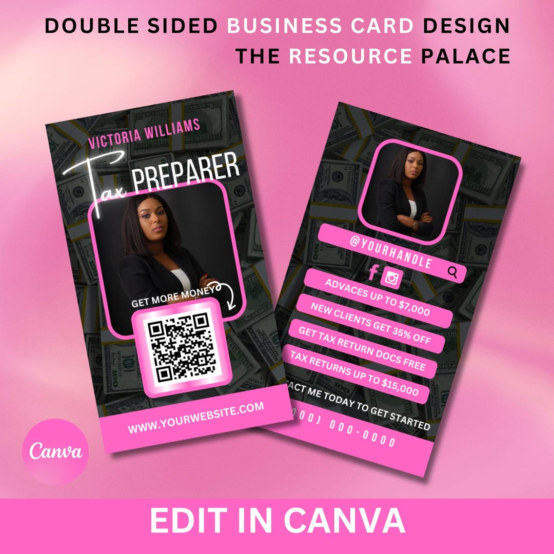 Canva Tax Preparer Business Card Template | Preparation, Taxes, Money ...