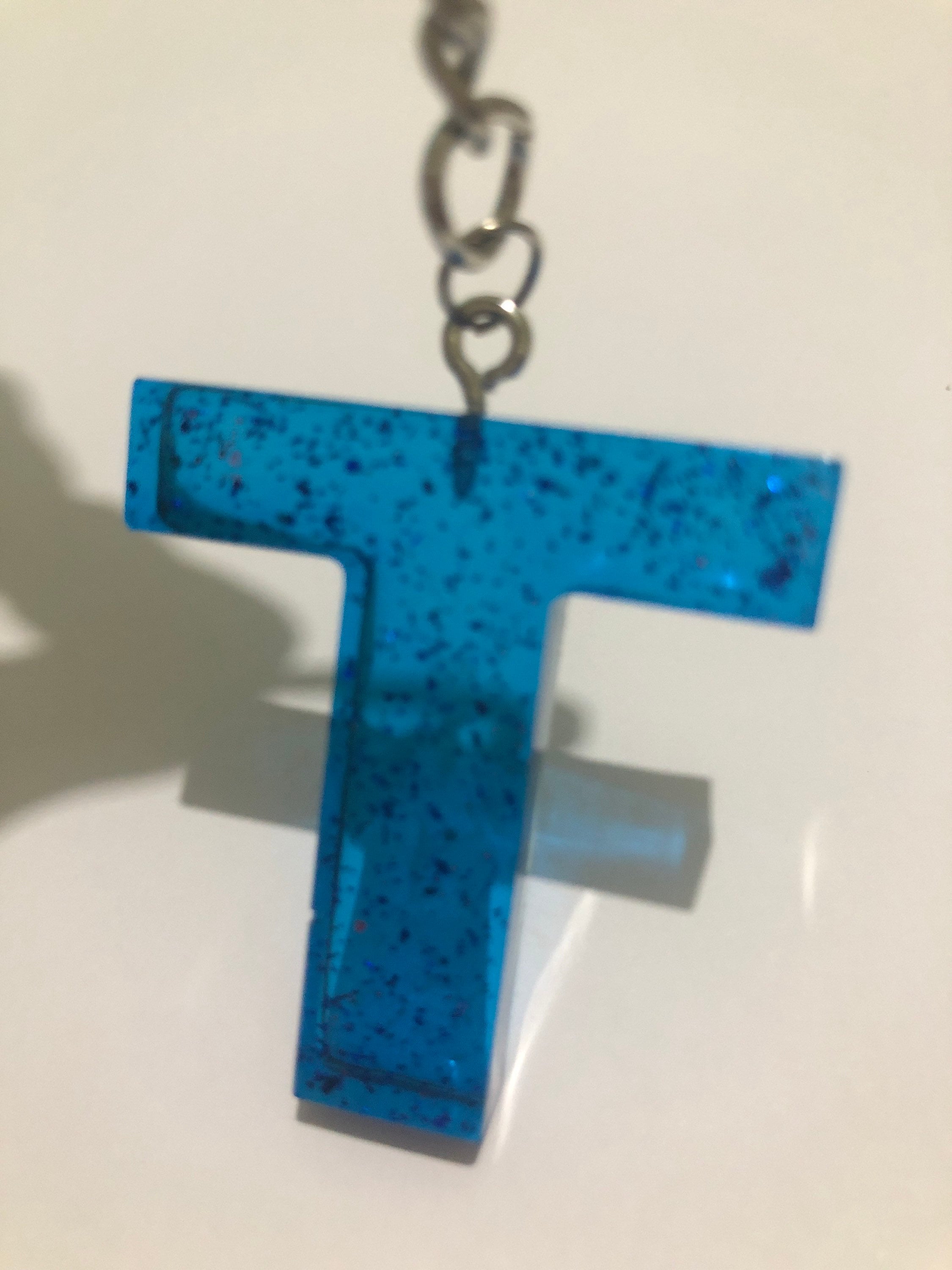 Handmade letter T resin keyring keychain | Etsy