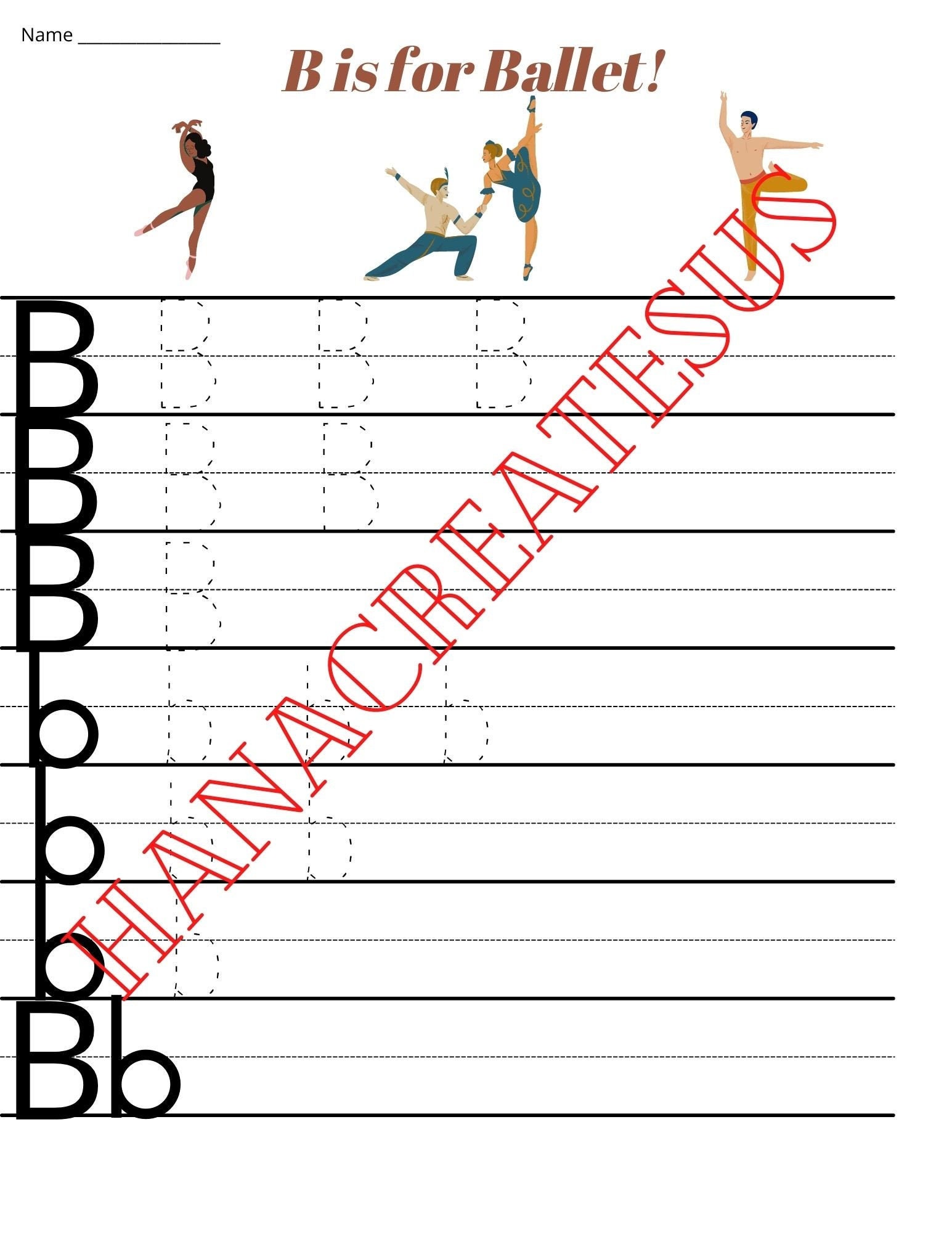 B is for Ballet B Letter Writing Practice Sheet - Etsy