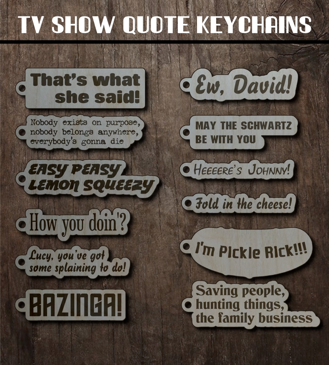 Funny TV Show Keychains Set of 12 SVG Digital Download - Etsy