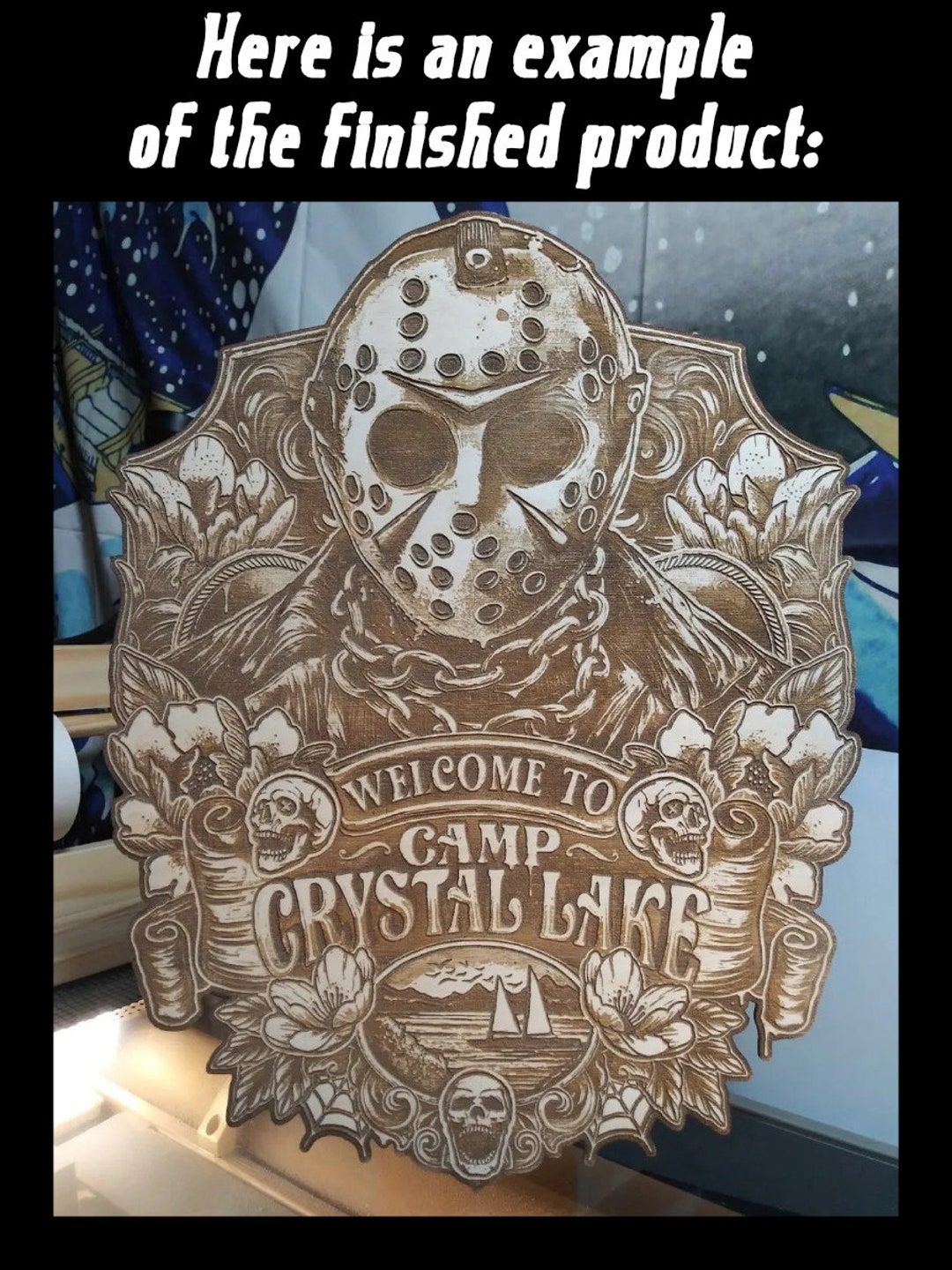 Letrero de madera con temática de terror: Jason, Michael, Freddy ...