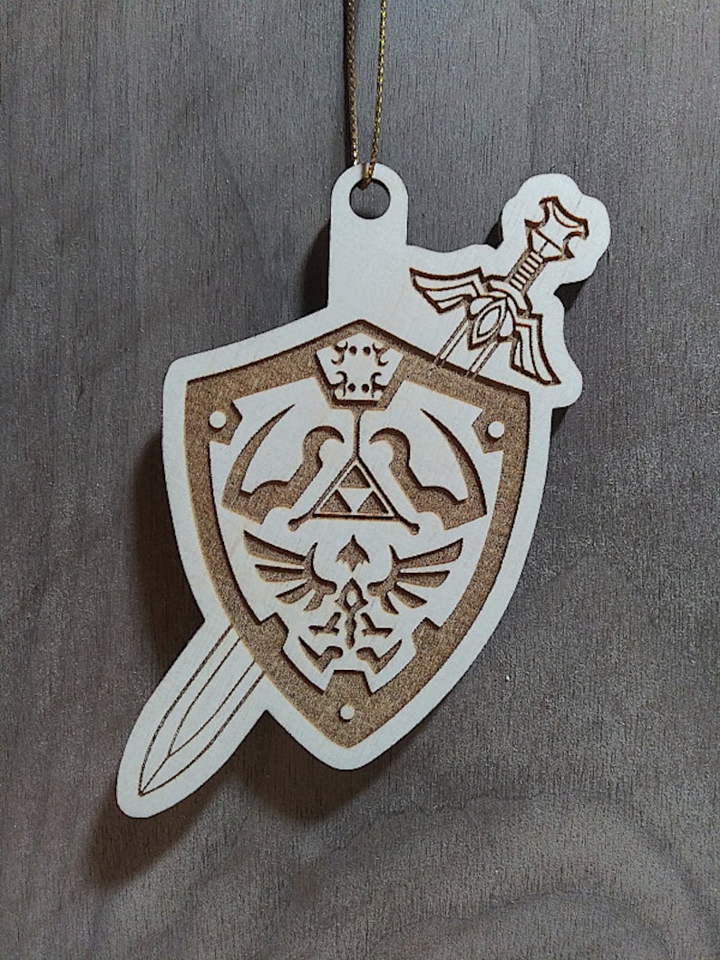 Master Sword and Hylian Shield Link Legend of Zelda Wood Ornament or ...