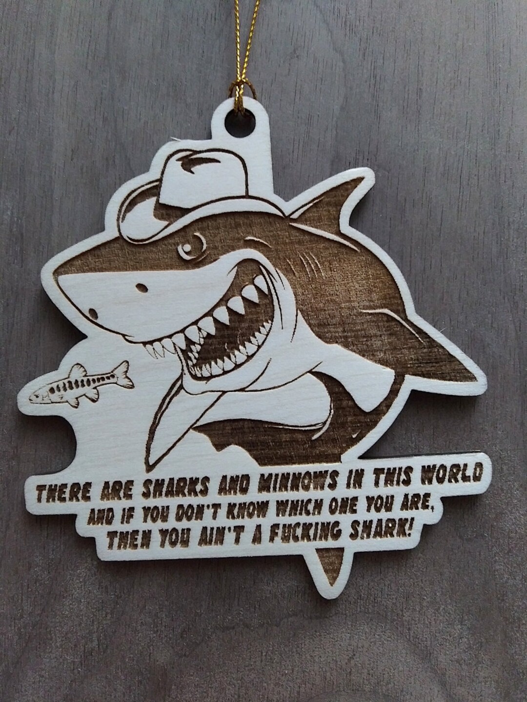 Yellowstone Inspired Sharks and Minnows Wood Ornament or Fridge Magnet ...