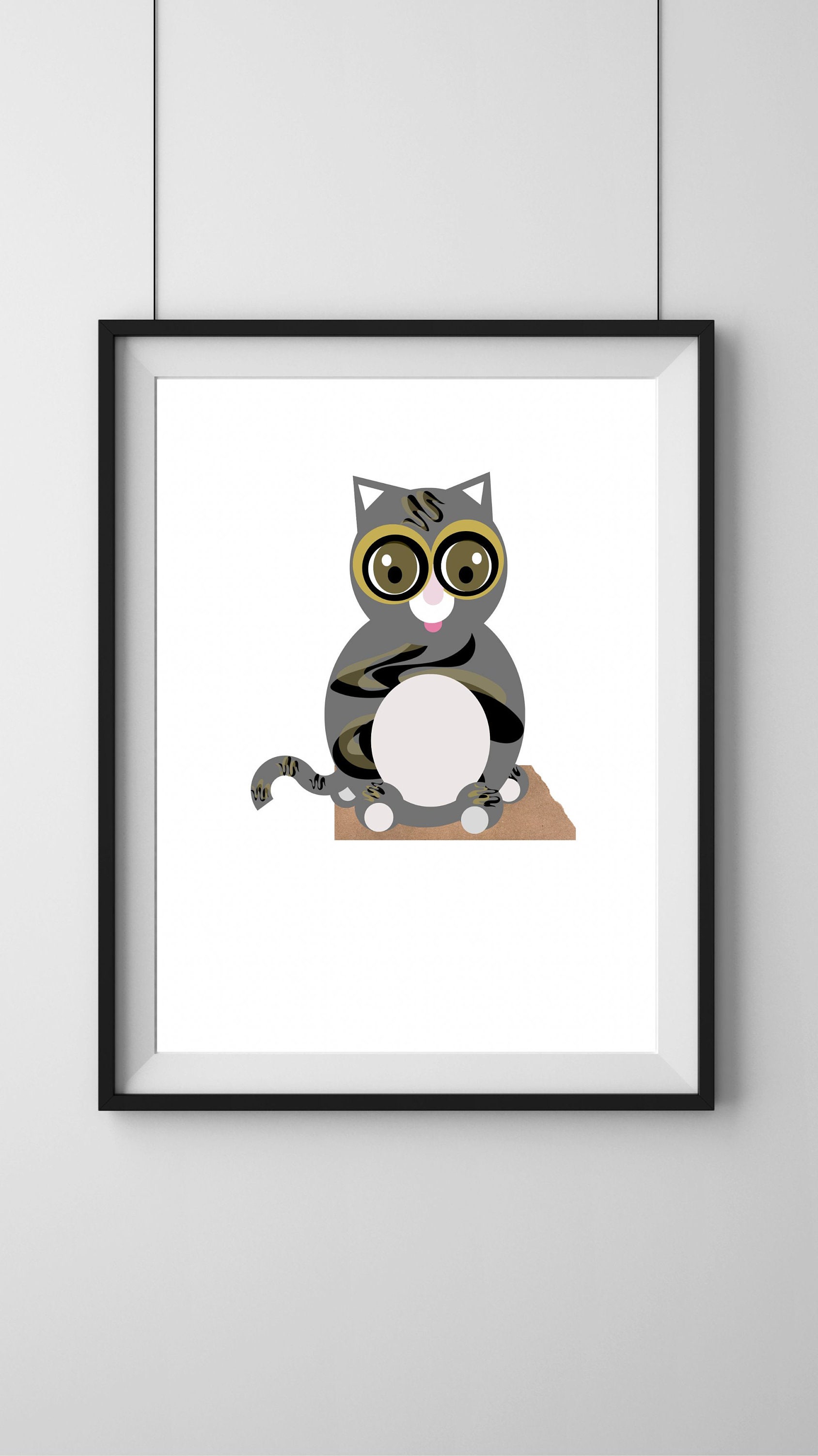 Digital Download Printable Wall Art Gray Cat Art Gray Cat - Etsy