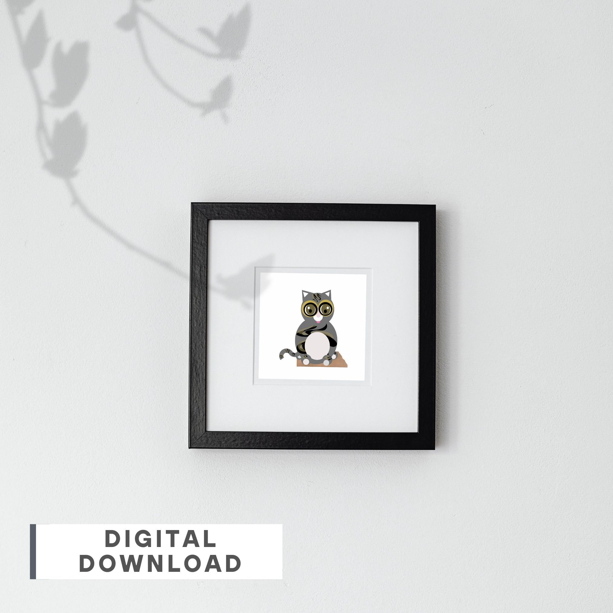 Digital Download Printable Wall Art, Gray Cat Art, Gray Cat Prints, Cat ...