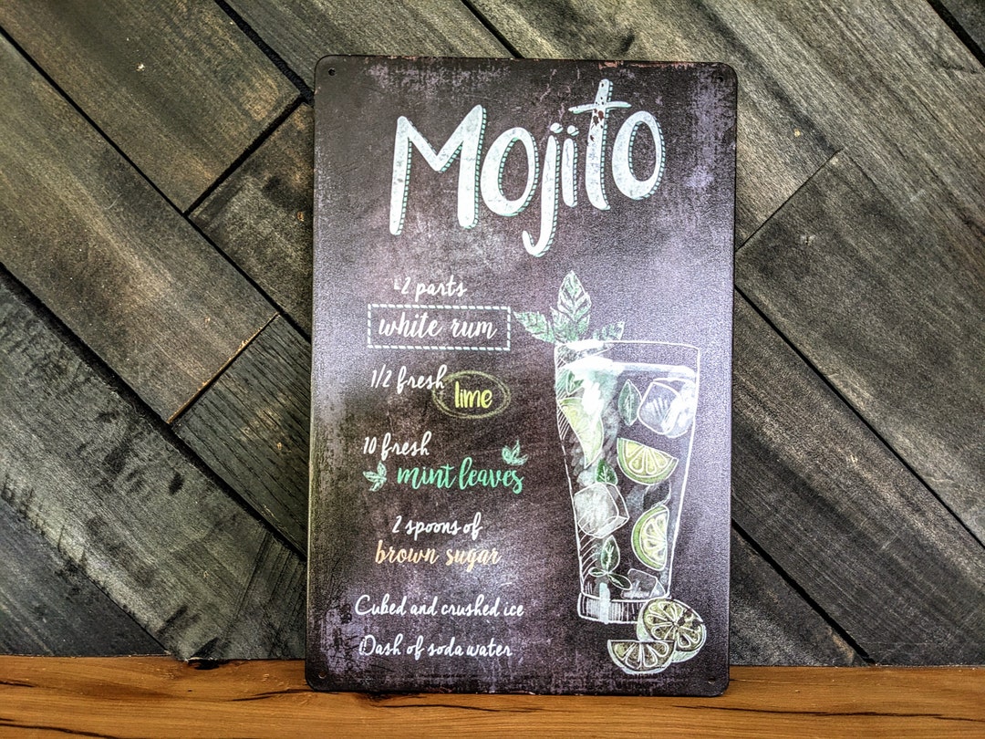 Mojito Recipe Sign Mixed Drink Sign With Chalk Style Graphic - Etsy