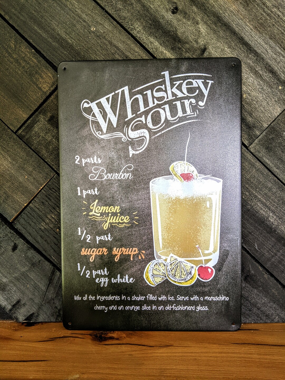 Whiskey Sour Sign Antique Style Mixed Drink Sign - Etsy