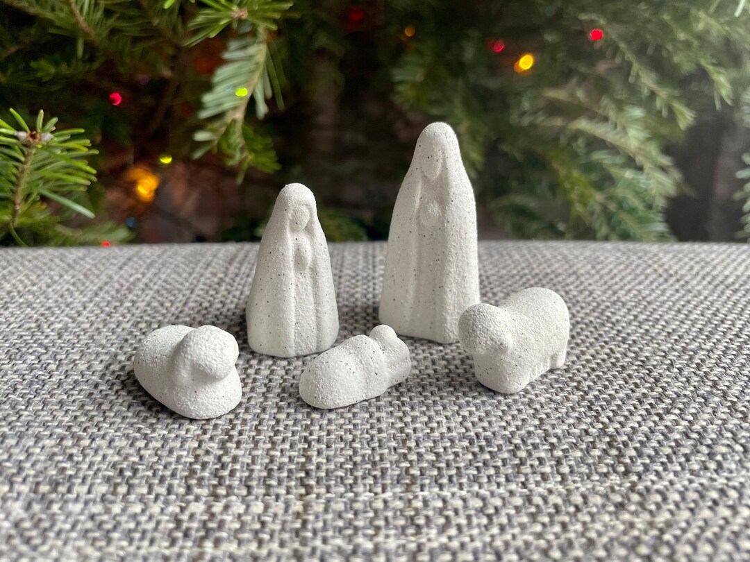 Modern Nativity Scene, Sparkling White, Handmade, Hand Painted, Ceramic ...