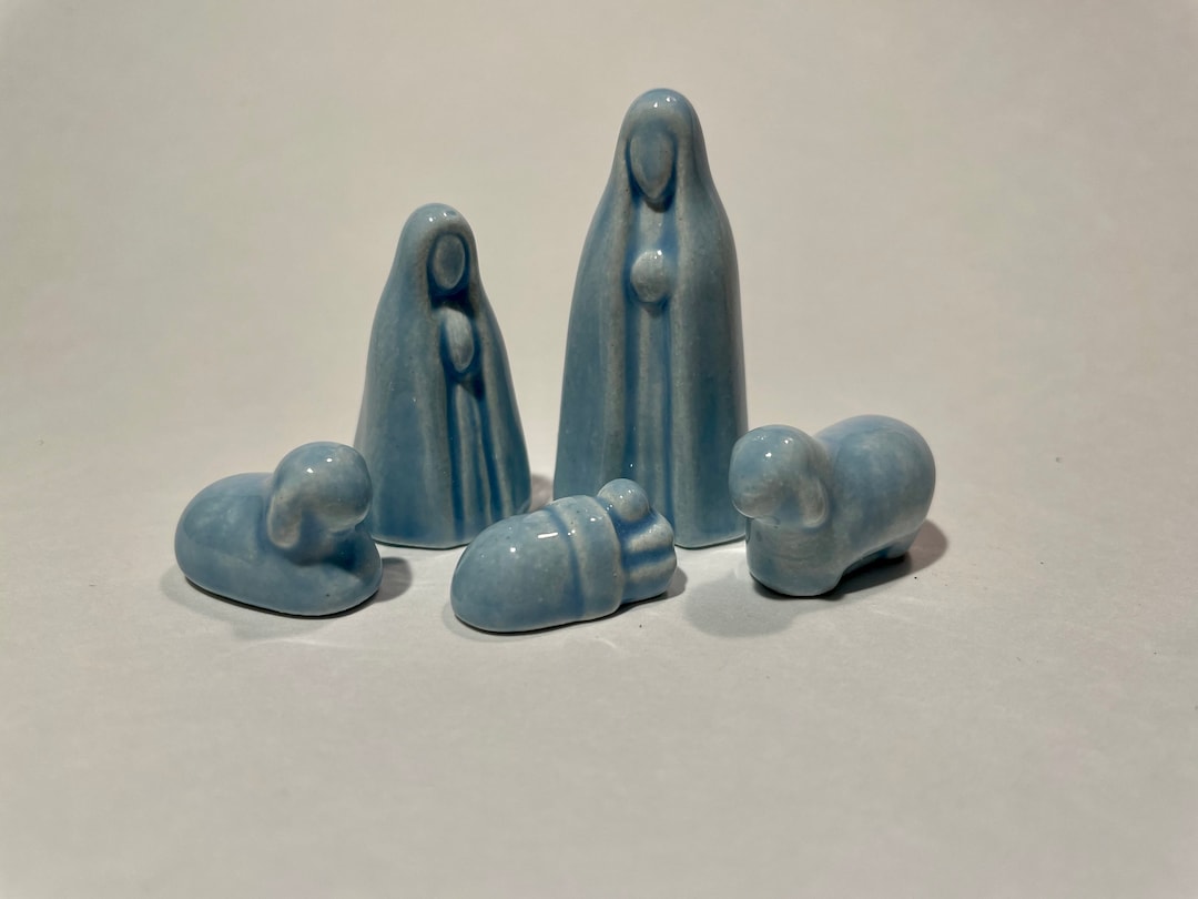 Modern Nativity Scene, Baby Blue, Handmade, Hand Painted, Ceramic ...