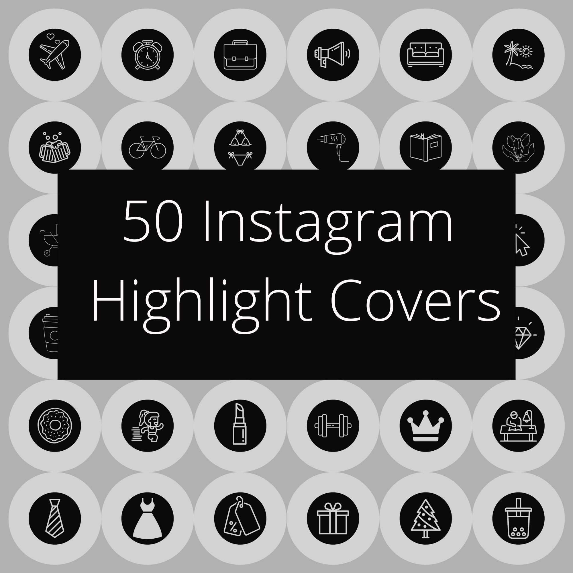 50 Instagram Story Highlight Icons Black and White Instagram | Etsy