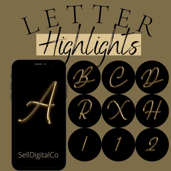 Golden Letter Instagram Highlight Icons. Social Media | Etsy