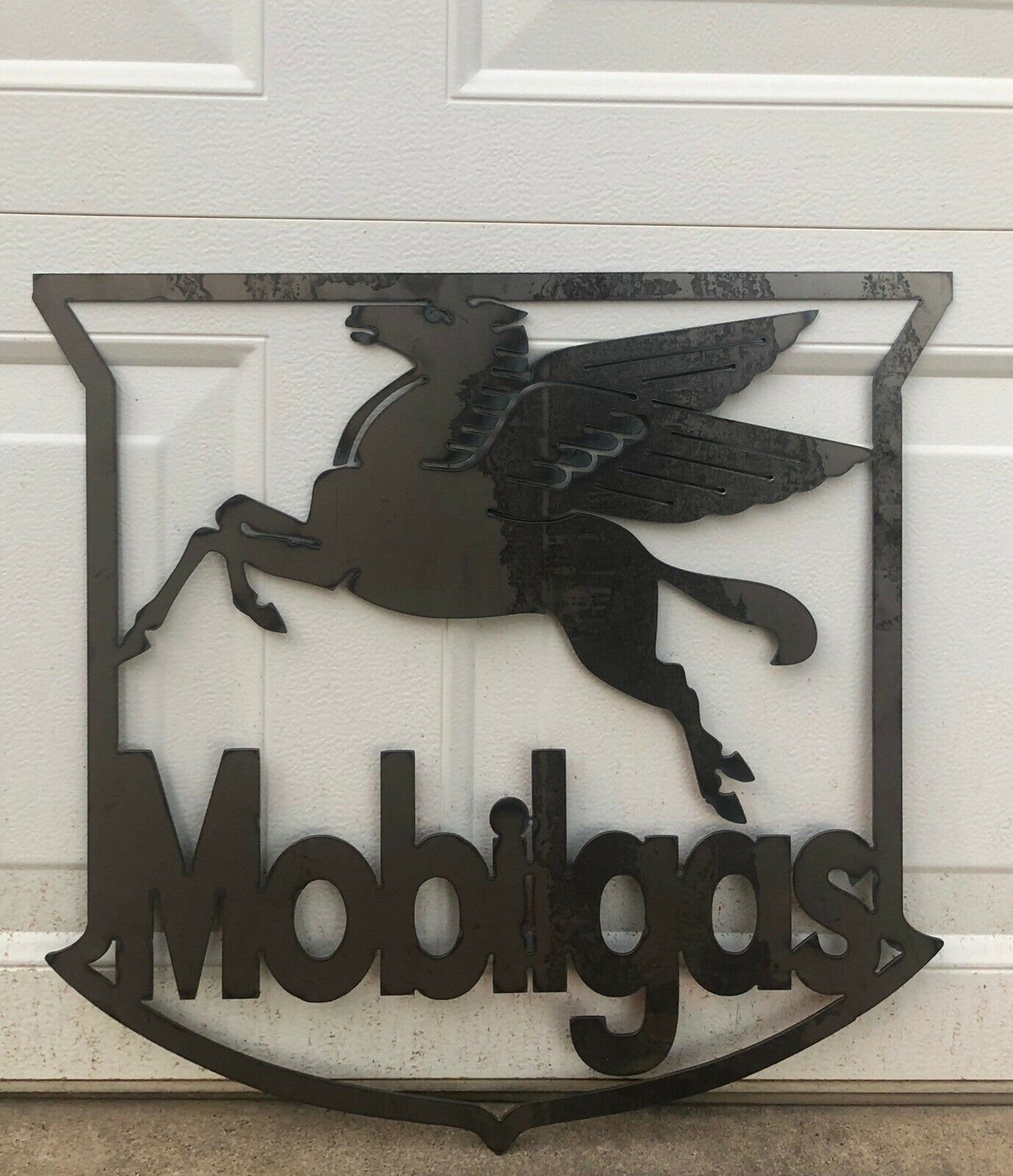 Mobilgas Sheild Vintage Oil Gas Pump Metal Sign Mobil Gas Antique ...