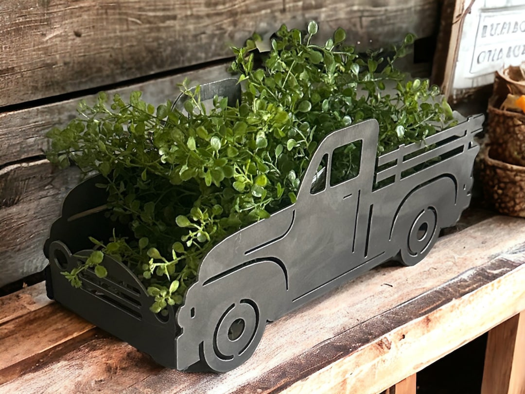 Metal Truck Planter Vintage Rust Pickup Truck Decor Spring Summer Large ...