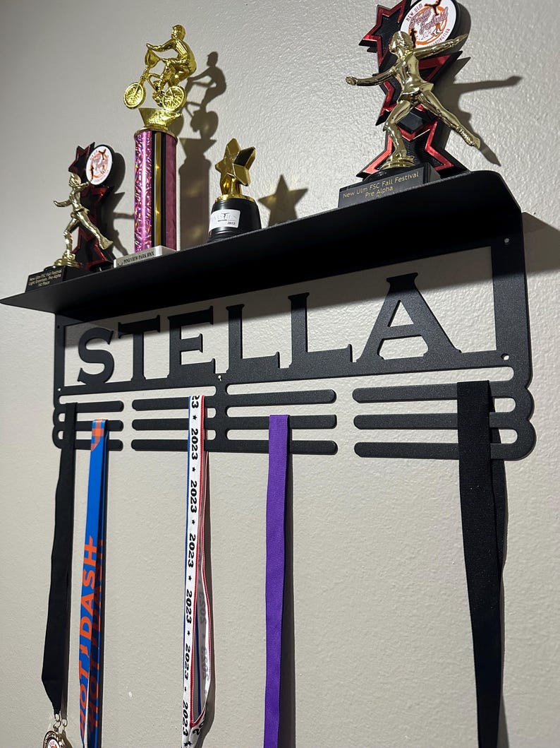 Custom Medal and Trophy Shelf | Personalized Sports Display | Metal ...
