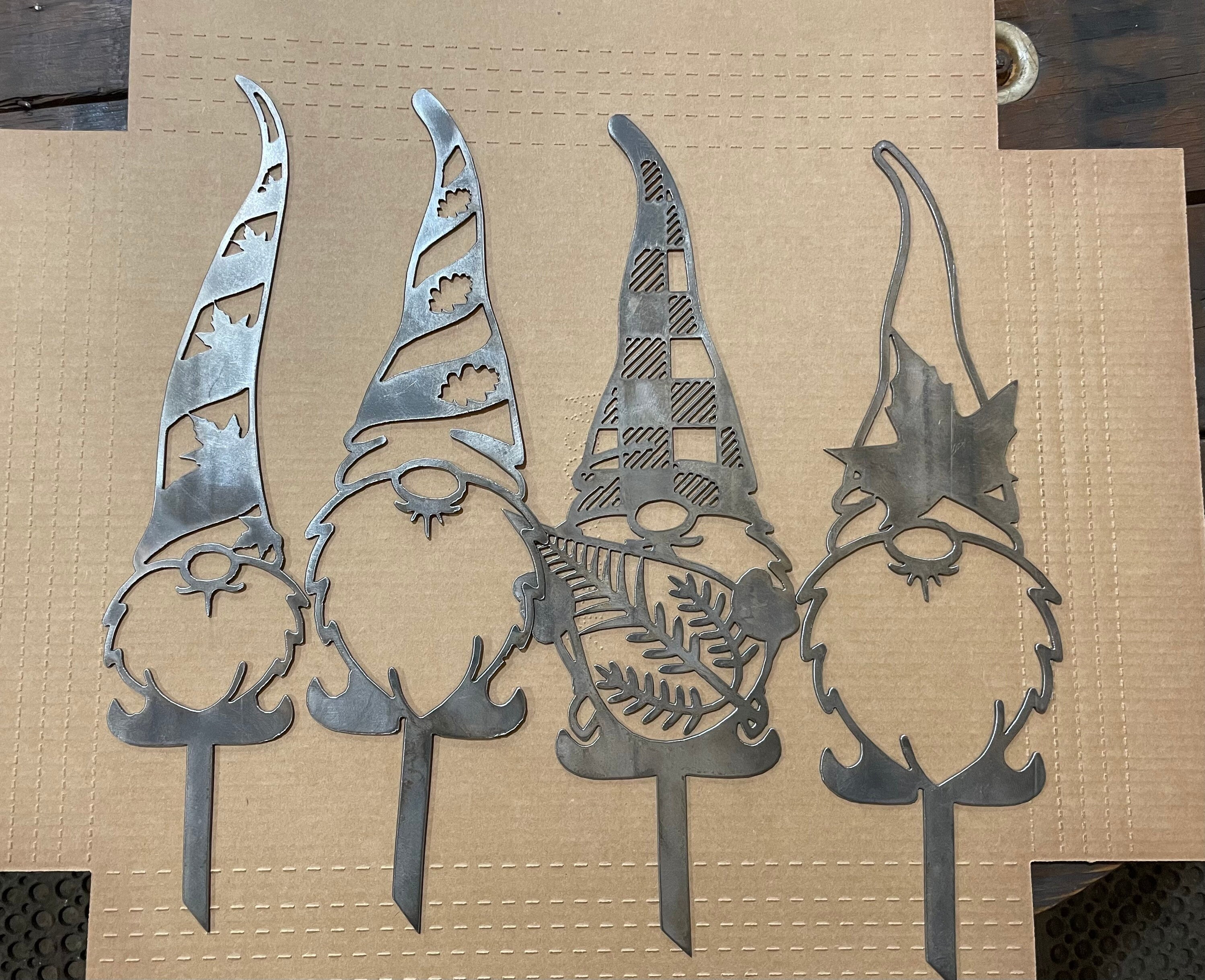 Garden Gnomes Set - Metal Yard Art - Fall Gnomes - Flower Bed Art - Etsy